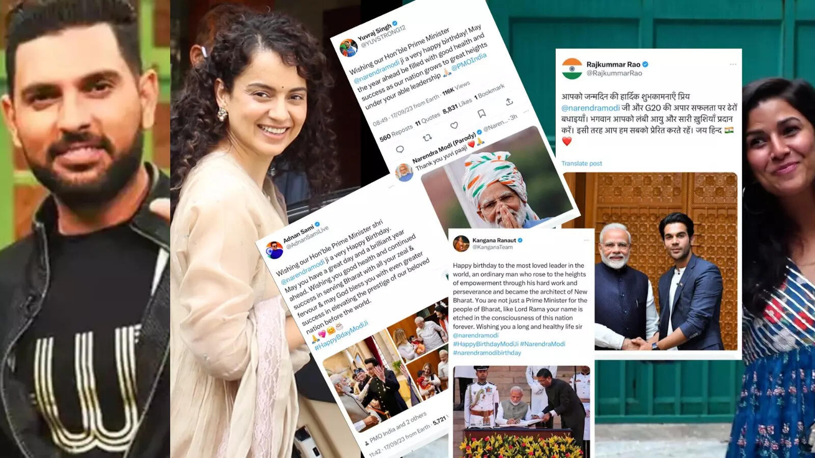 Happy Birthday PM Narendra Modi: Kangana Ranaut, Rajkummar Rao, Yuvraj Singh and many others ...
