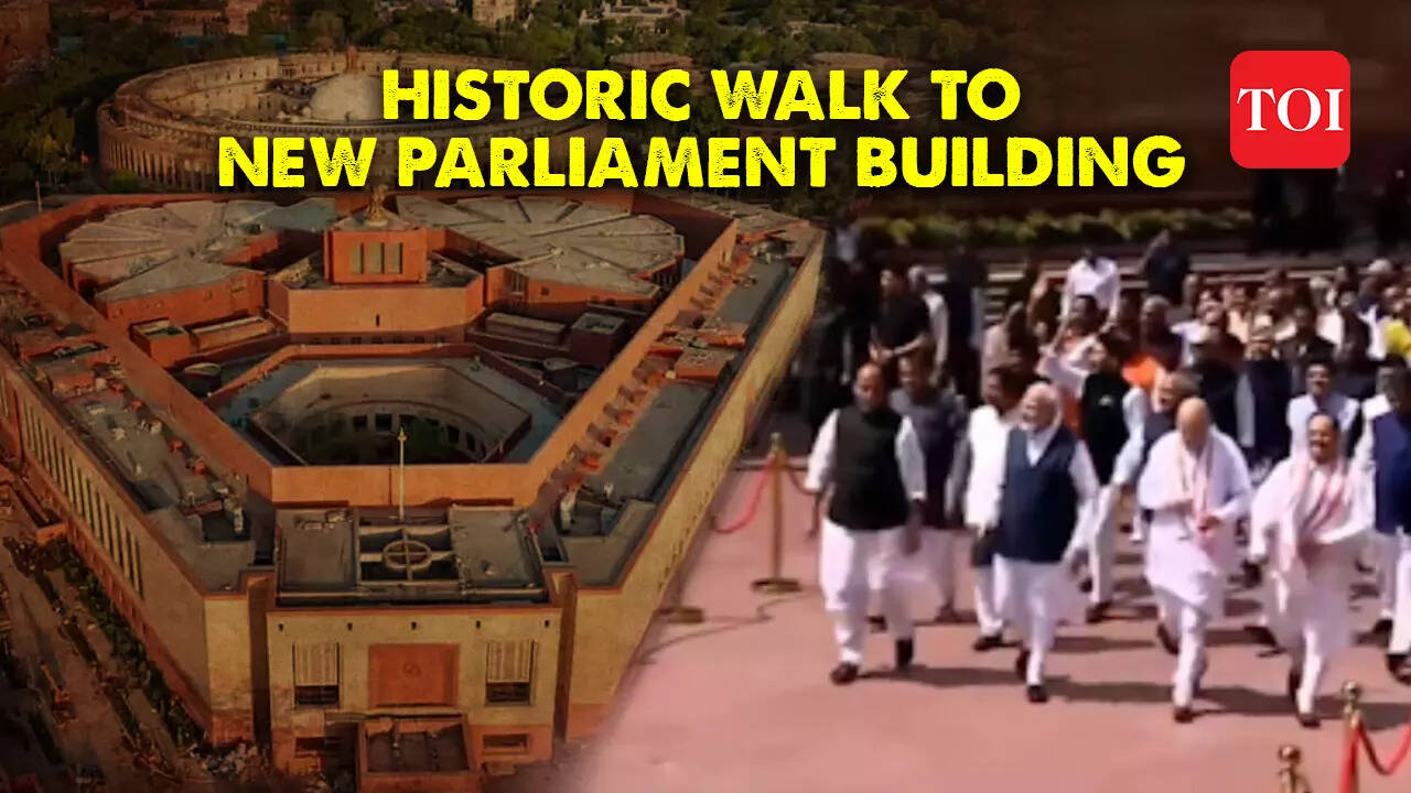 Special Session: PM Modi leads MPs in historic walk to New Parliament ...