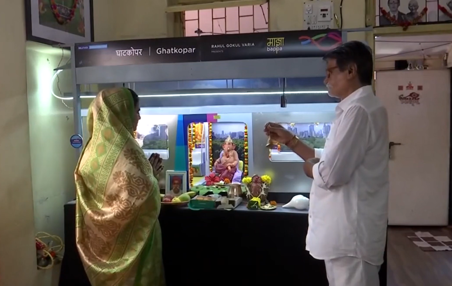 Mumbai Metro - themed Ganesh pandal installed in Mumbai