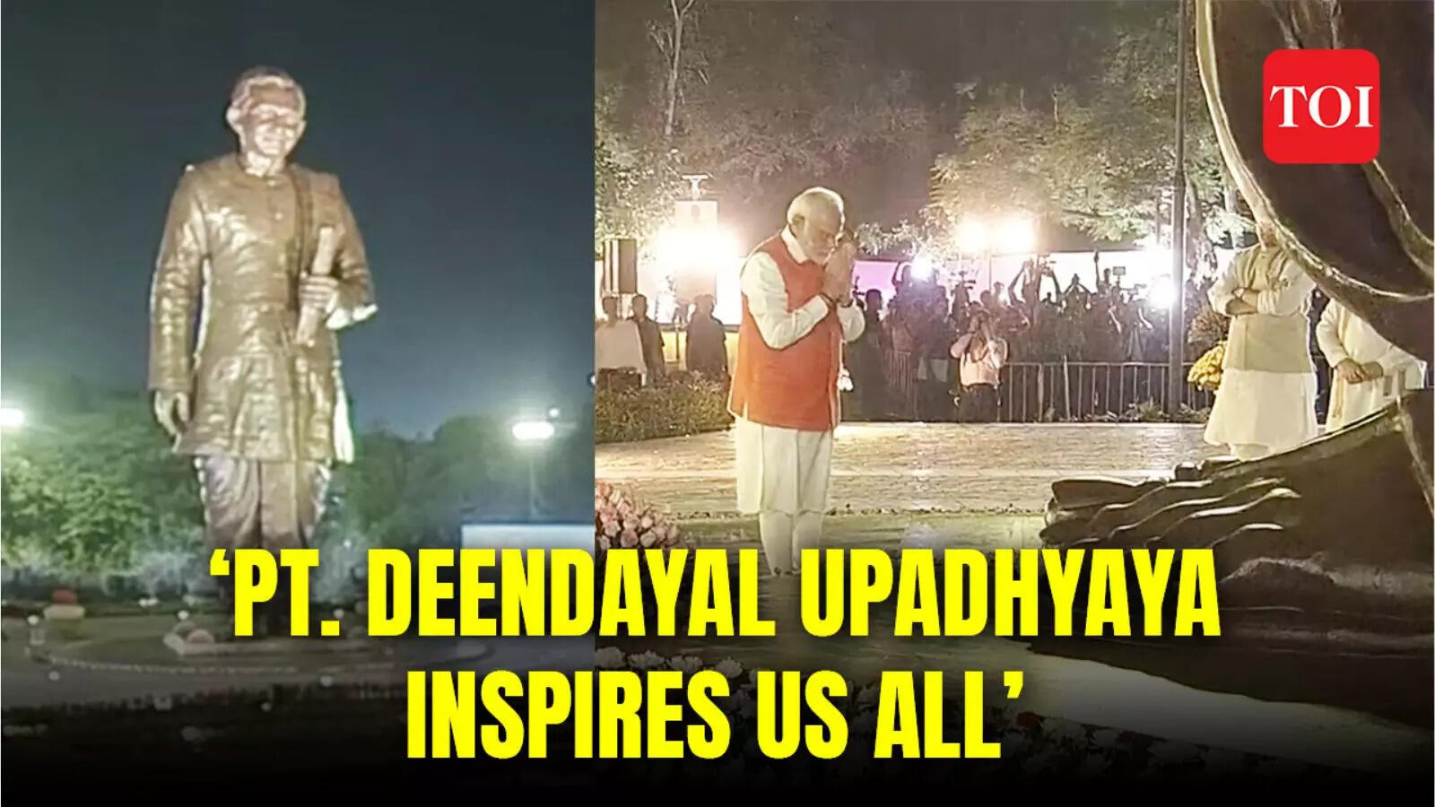 PM Narendra Modi unveils 72-feet-high Pandit Deendayal Upadhyaya statue ...