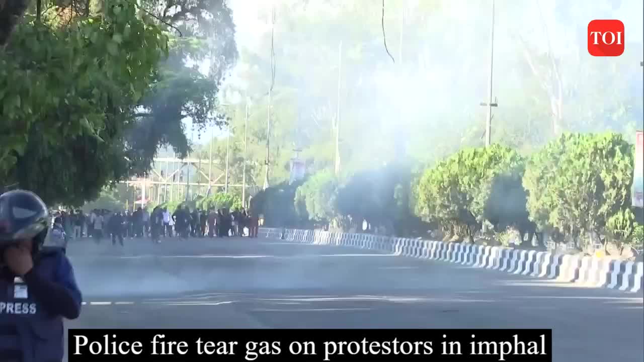Manipur Violence: Police fire tear gas on protestor at Kangla chowk, Imphal
