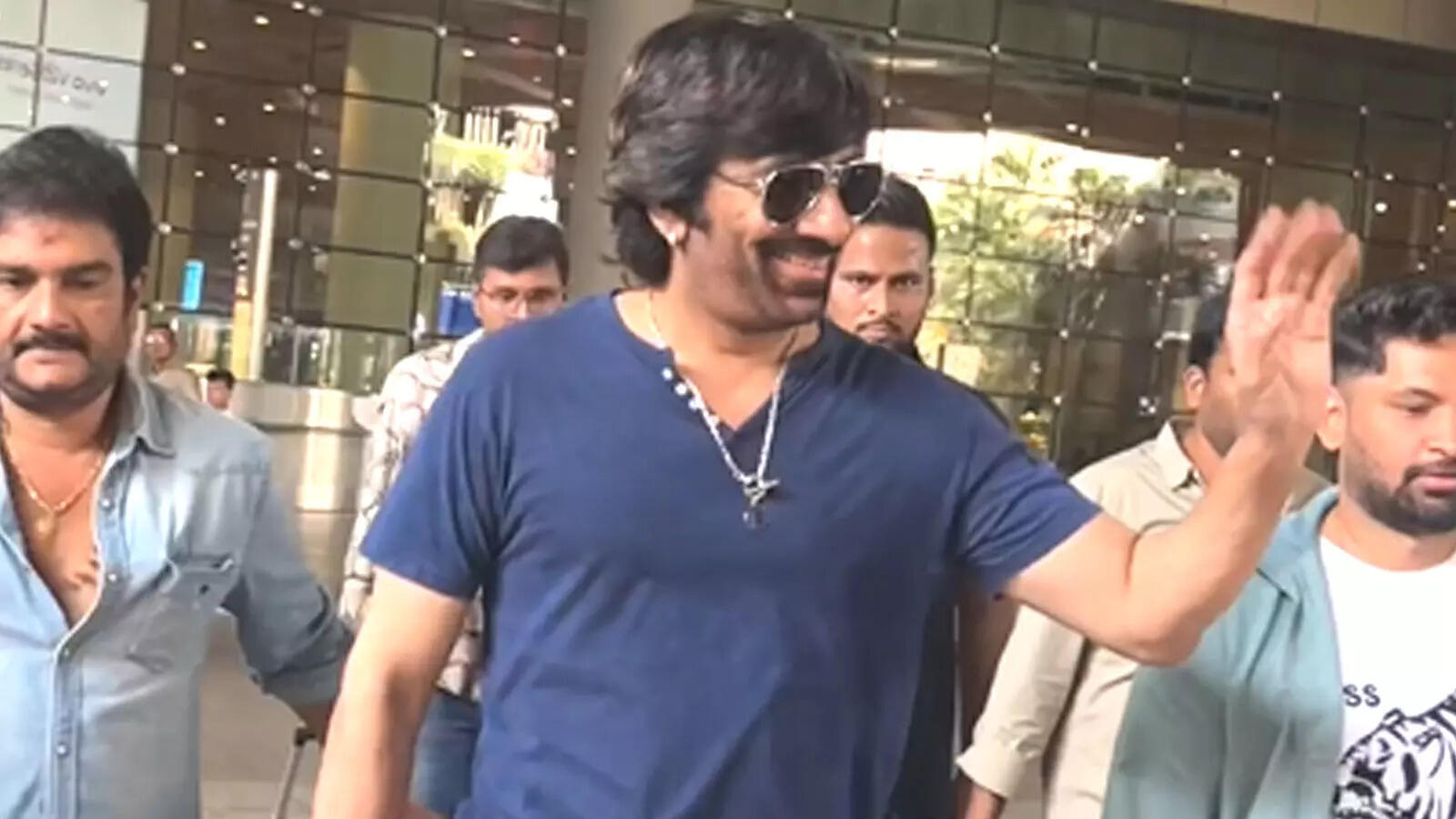 Days ahead of 'Tiger Nageswara Rao' release, superstar Ravi Teja clicked at Mumbai airport