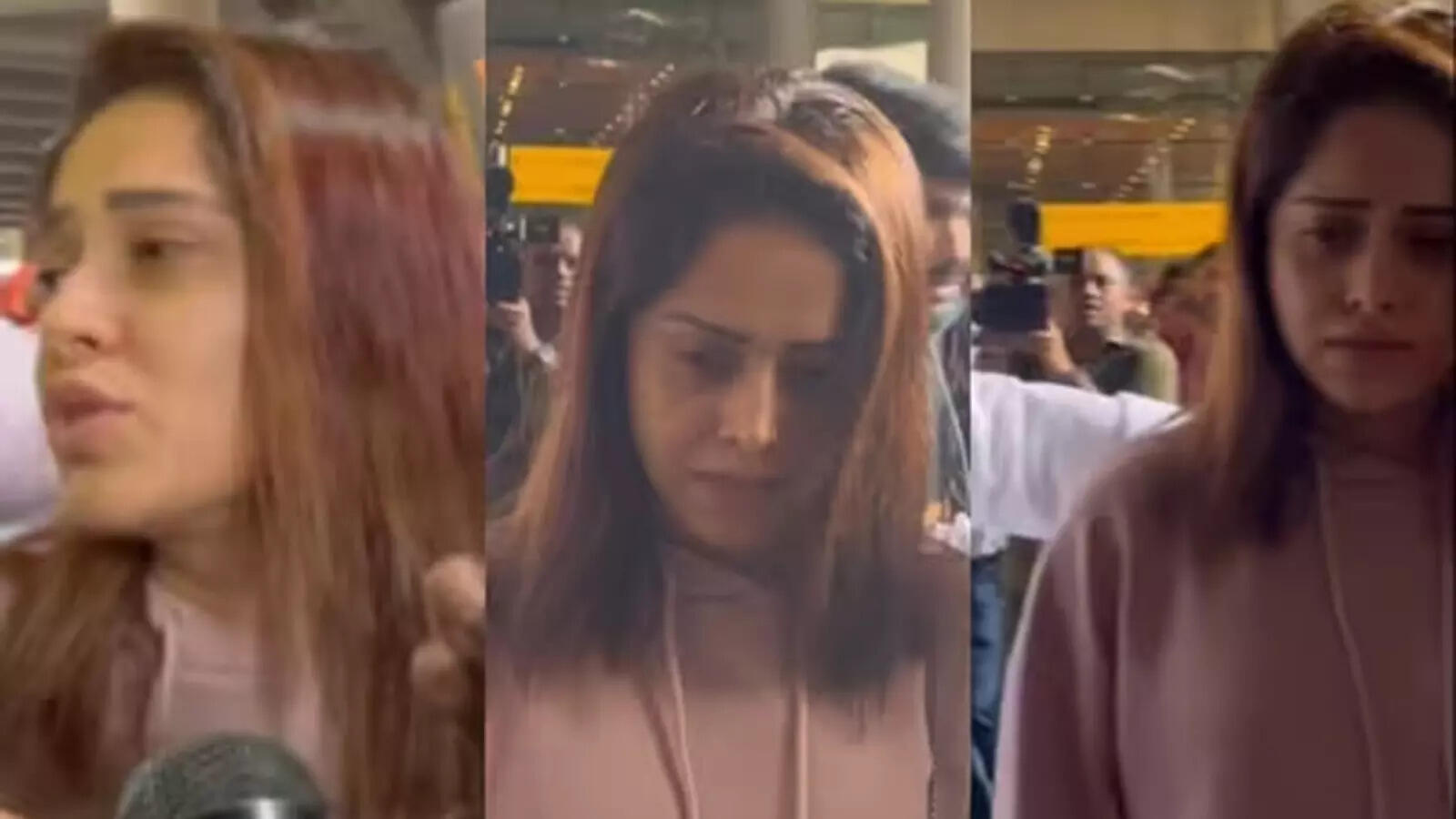 'Mujhe ghar jana ha... ': Nushrratt Bharuccha gets teary-eyed as she returns from Israel, mobbed ...