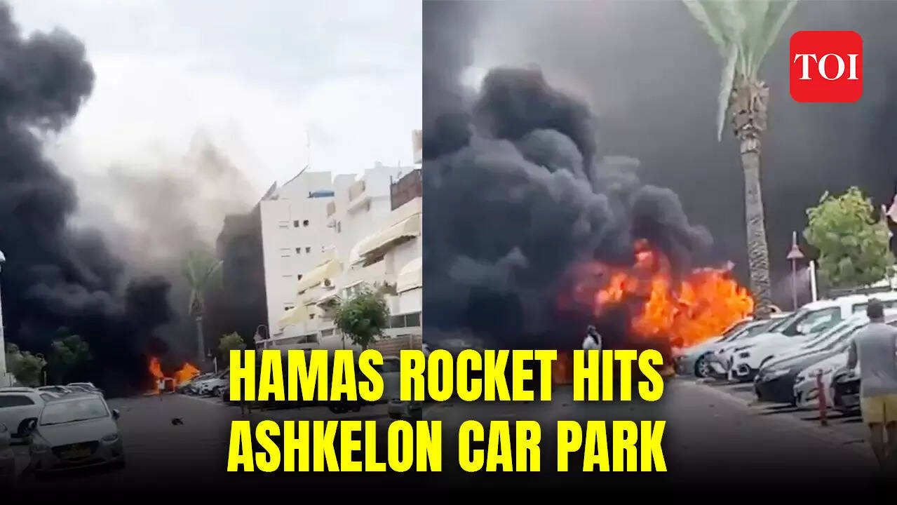 Caught on cam: Rocket fired by Hamas terrorists falls on car parking in ...