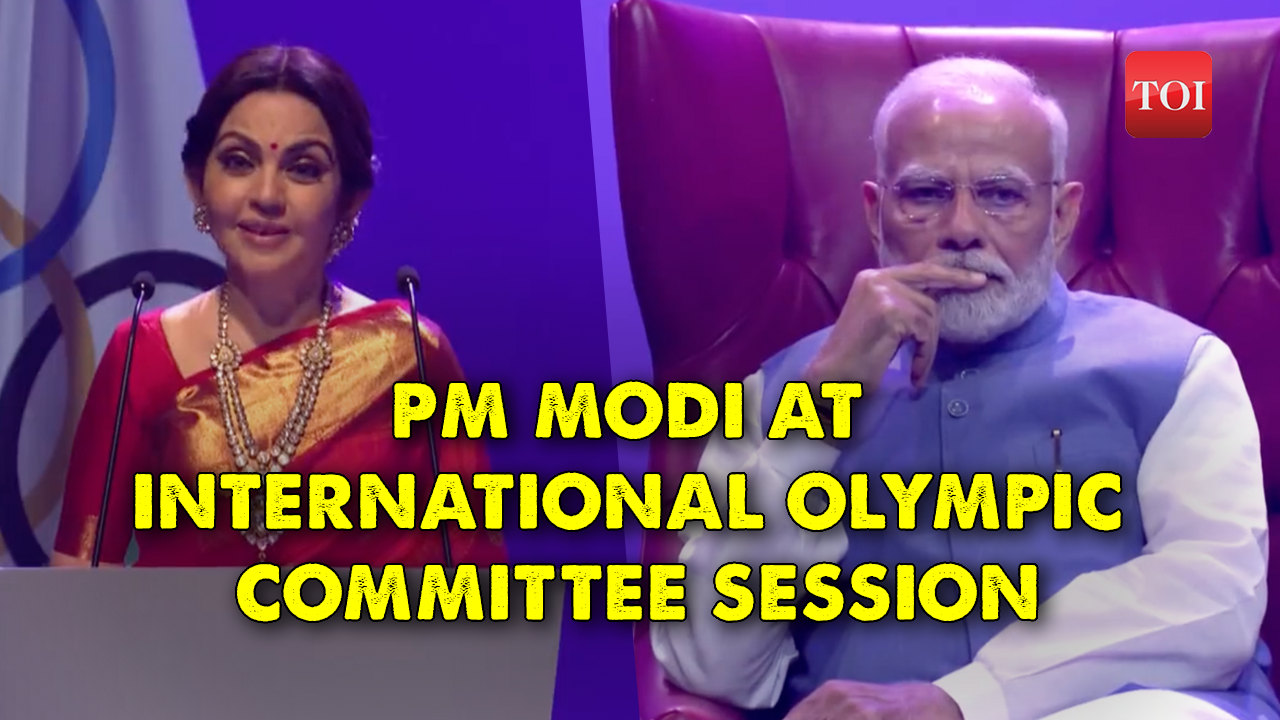PM Modi at 141st International Olympic Committee (IOC) session in Mumbai; IOC member Nita Ambani ...