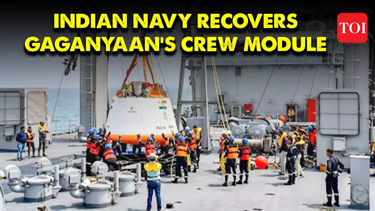 Gaganyaan Mission: Watch Indian Navy units recover crew module from Bay ...