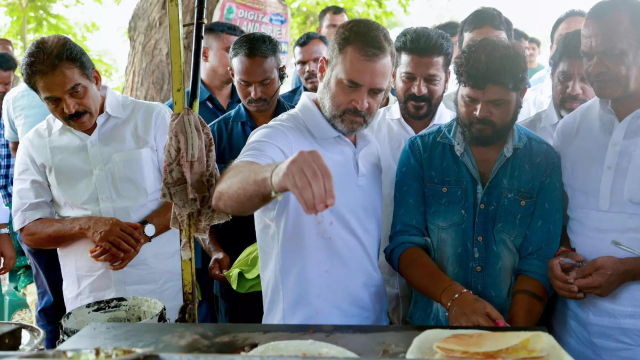 Rahul Gandhi tries hand at dosa-making in poll-bound Telangana