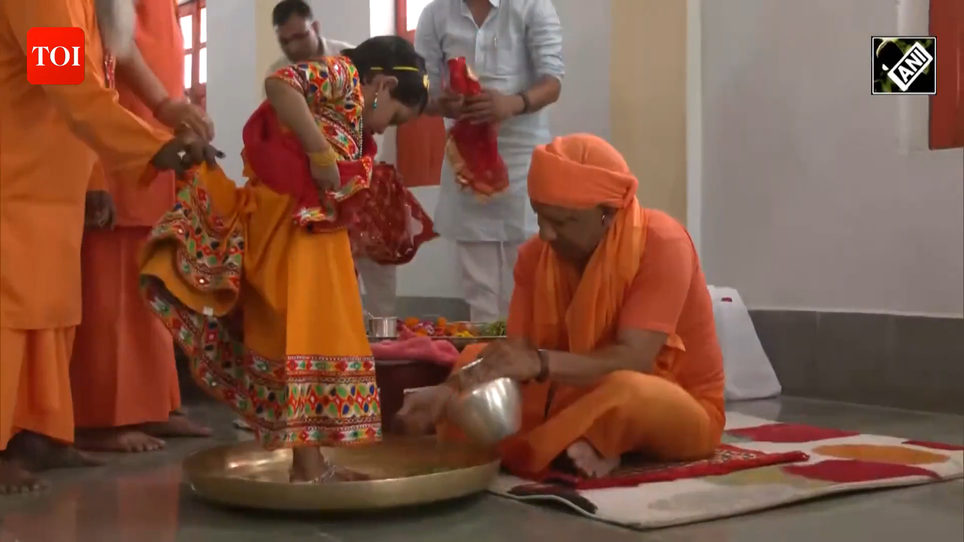 UP CM Yogi Adityanath performs 'Kanya Poojan' at Gorakhnath Temple
