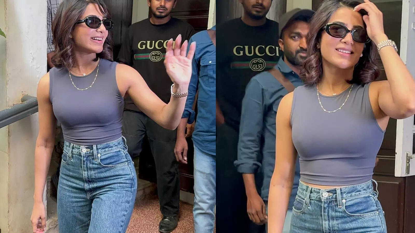 Samantha Ruth Prabhu rocks wide-legged denim and crop top look, gets chatty with paparazzi