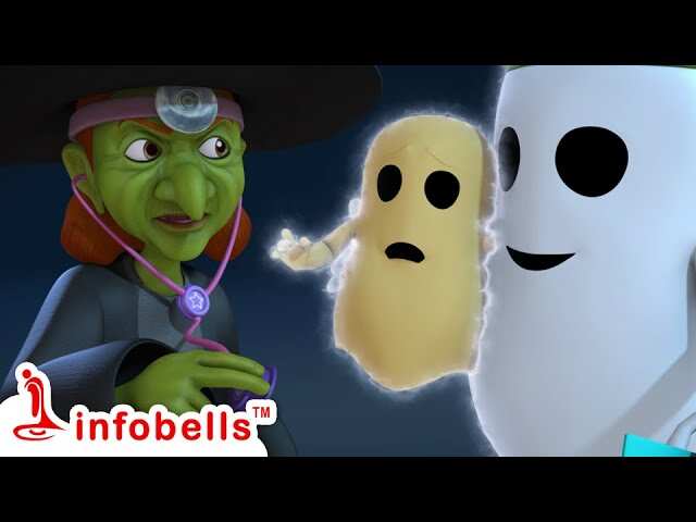 English Nursery Rhymes: Kids Video Song in English 'Five Little Ghosts, jumping on the Bed ...