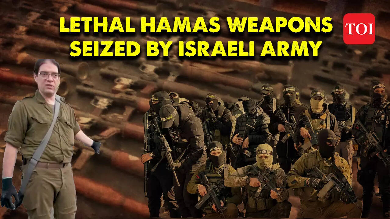 Watch: Israeli Army displays huge cache of weapons seized from Hamas