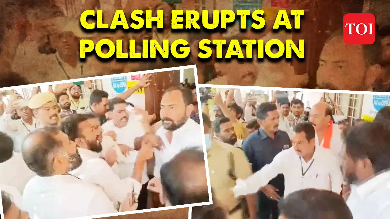 Telangana Assembly Polls Scuffle Breaks Out Between Brs And Congress