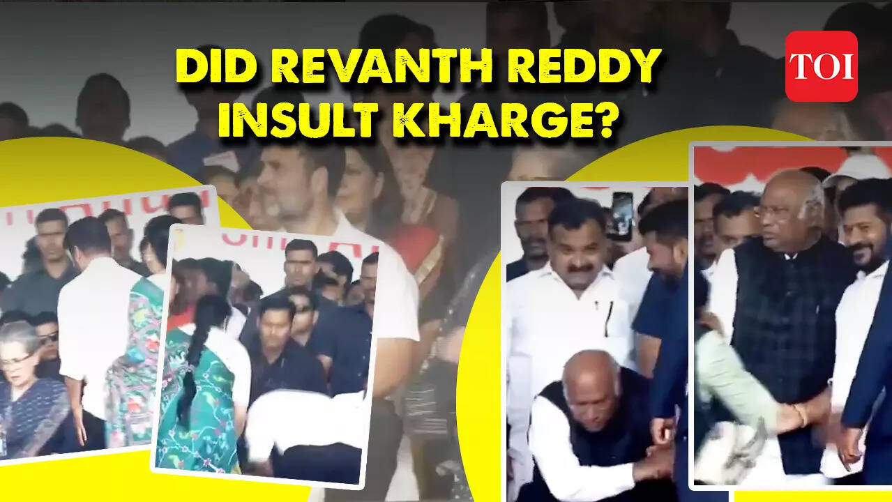 ‘Revanth Reddy insulted Kharge’: BJP hits out at Telangana CM for touching Sonia’s feet but not ...