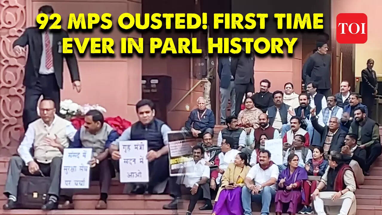 First time in Indian parliament history, 92 MPs suspended in a single ...