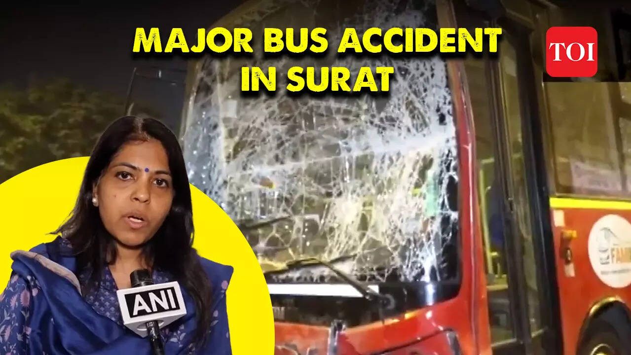 Surat: 1 dead, 8 injured after a bus hits several vehicles