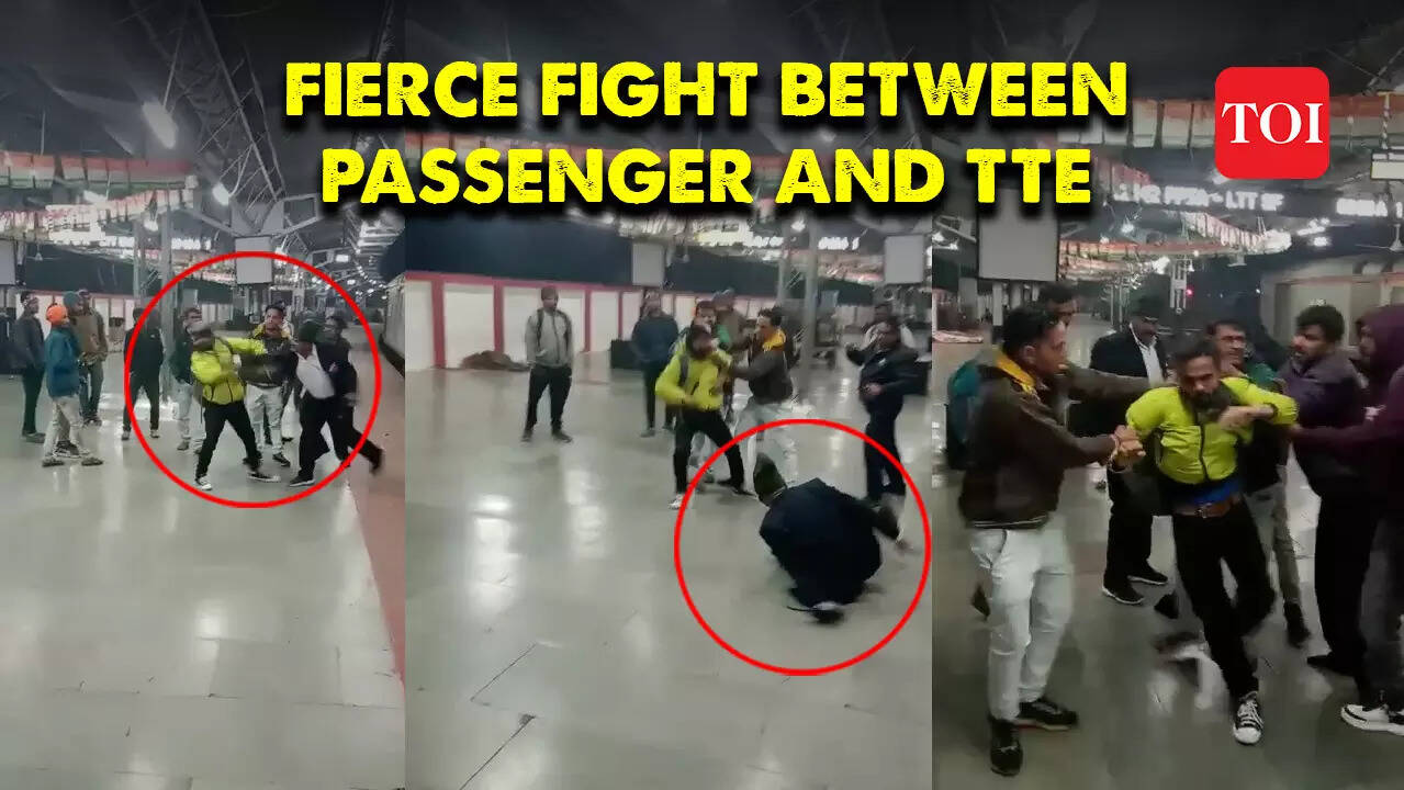 Viral: Fight breaks out between TTE and passenger on railway platform in MP