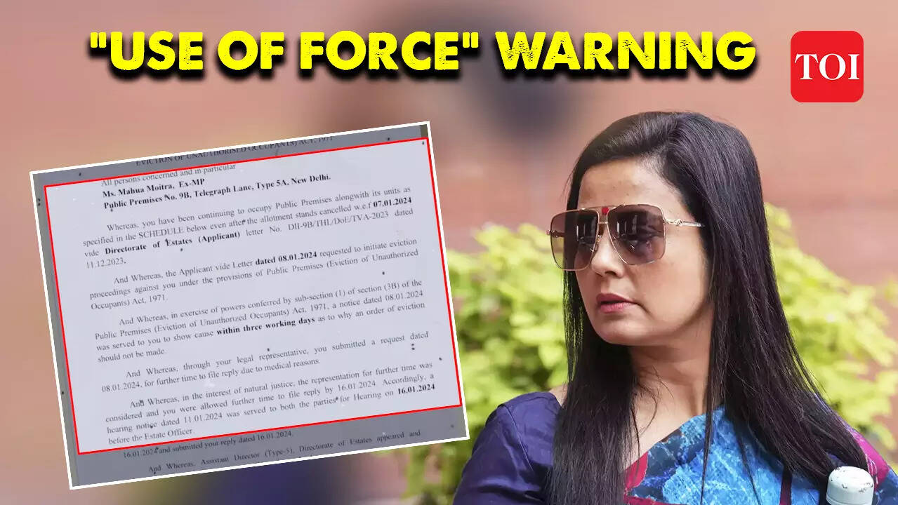 Eviction notice pasted on expelled TMC MP Mahua Moitra’s bungalow in Delhi, proceedings ongoing