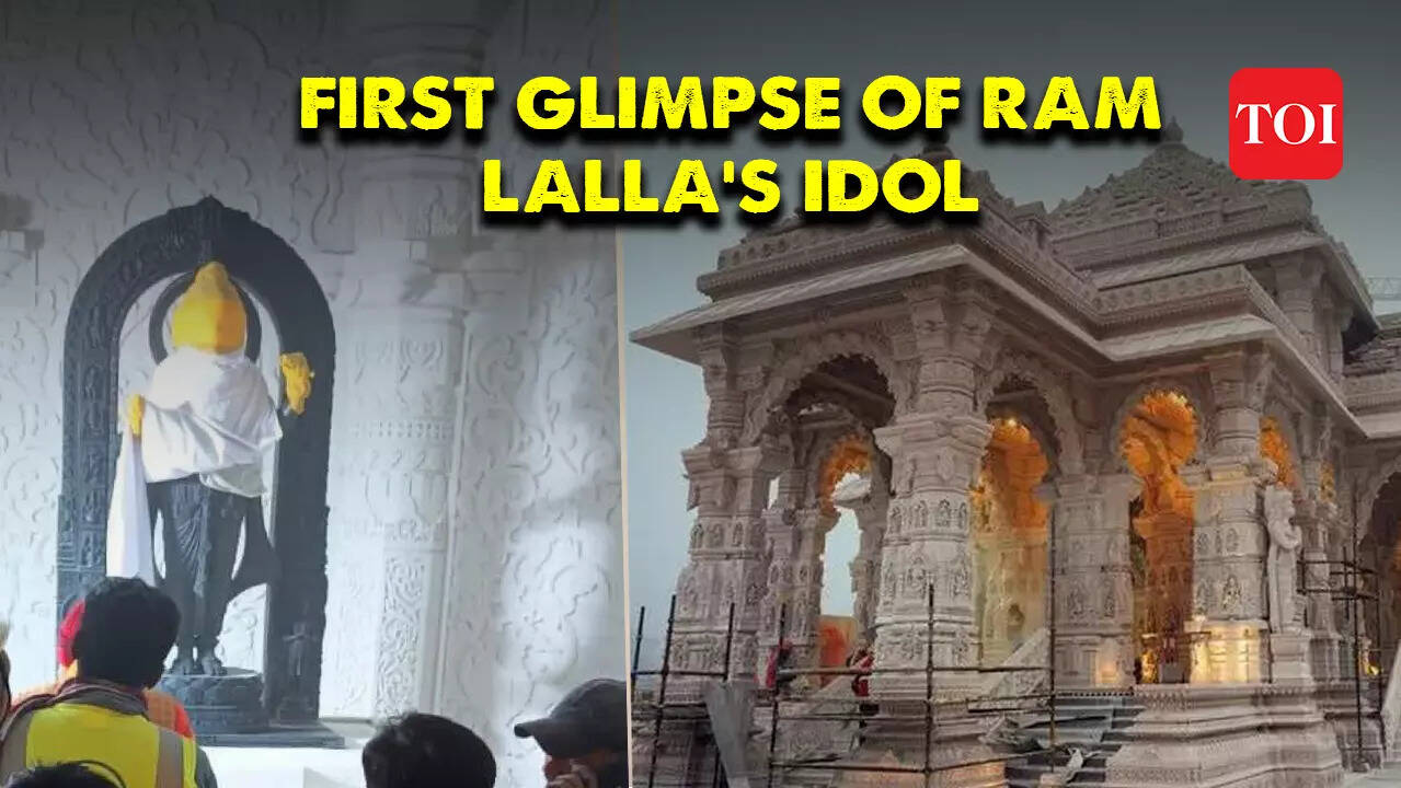 Watch: First glimpse of Ram Lalla Idol inside sanctum sanctorum in ...