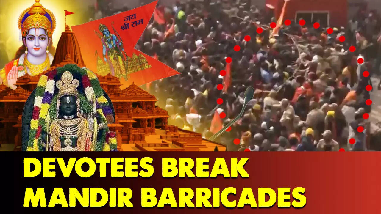Ram Mandir: Devotees break barricades as they try to enter Ram Temple