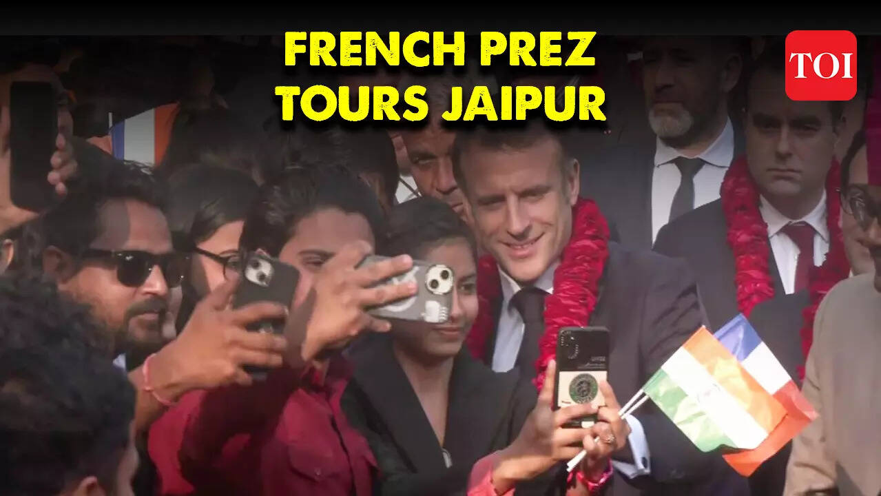 French President Emmanuel Macron gets a glimpse of Rajasthani culture ...