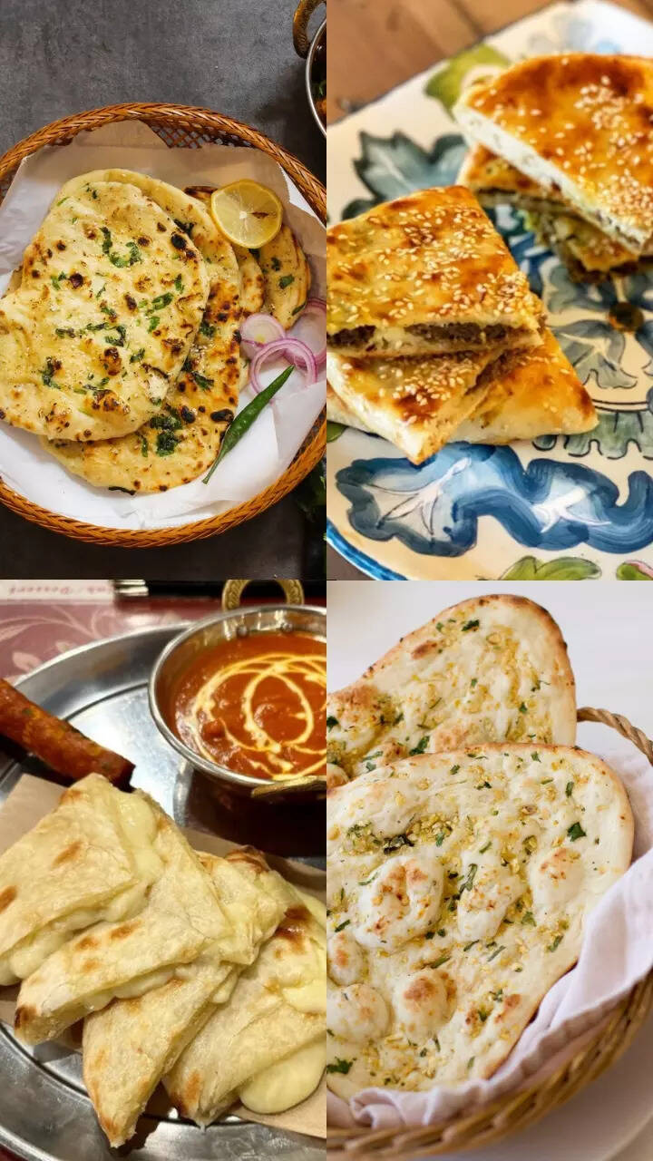 Naan With Meat Fluffy Garlic And Coriander Indian Naan, Eggless