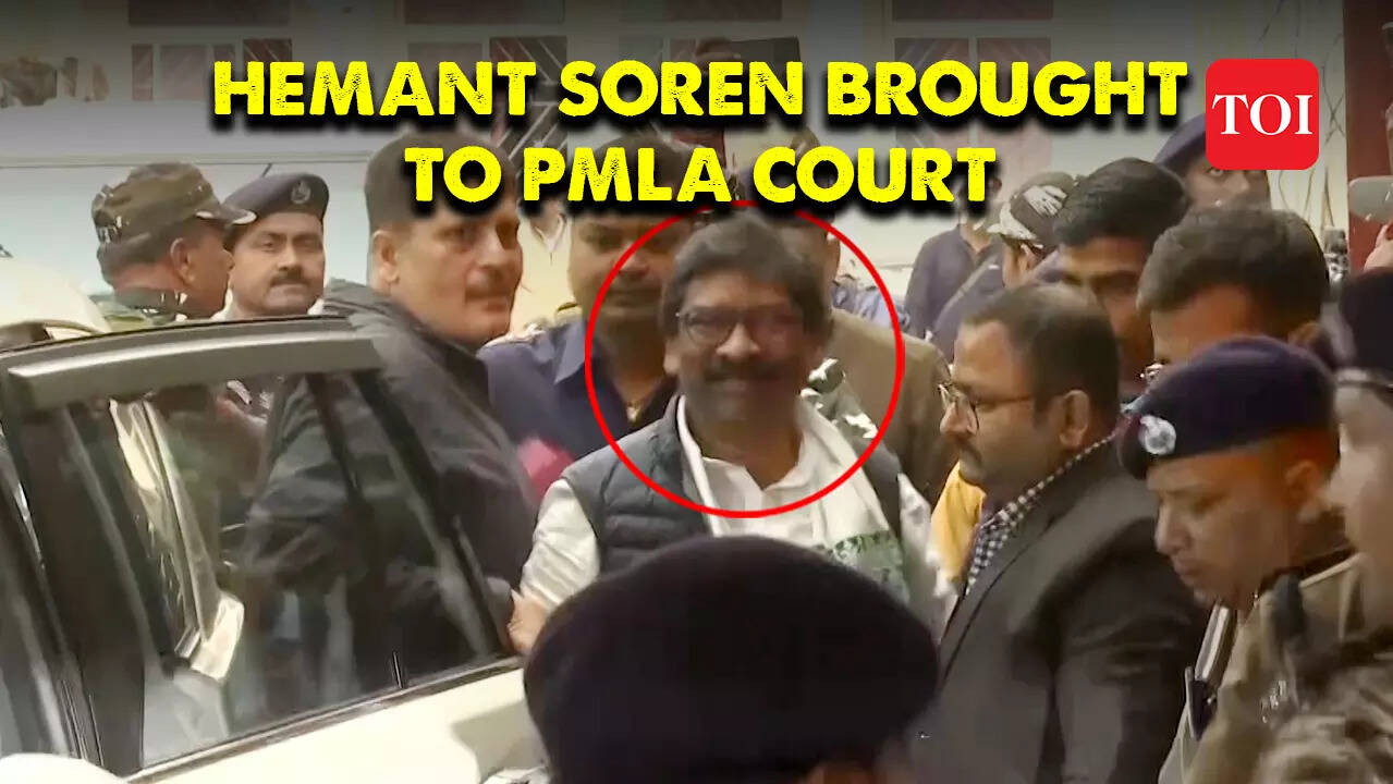 Former Jharkhand CM Hemant Soren brought to PMLA Court from ED office in Ranchi