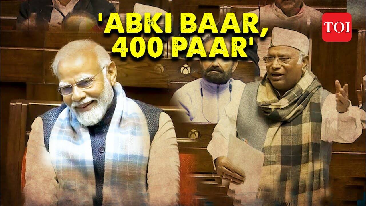 Viral Video: PM Modi Laughs As Mallikarjun Kharge Taunts BJP In Rajya Sabha, Says Abki Baar 400 Paar