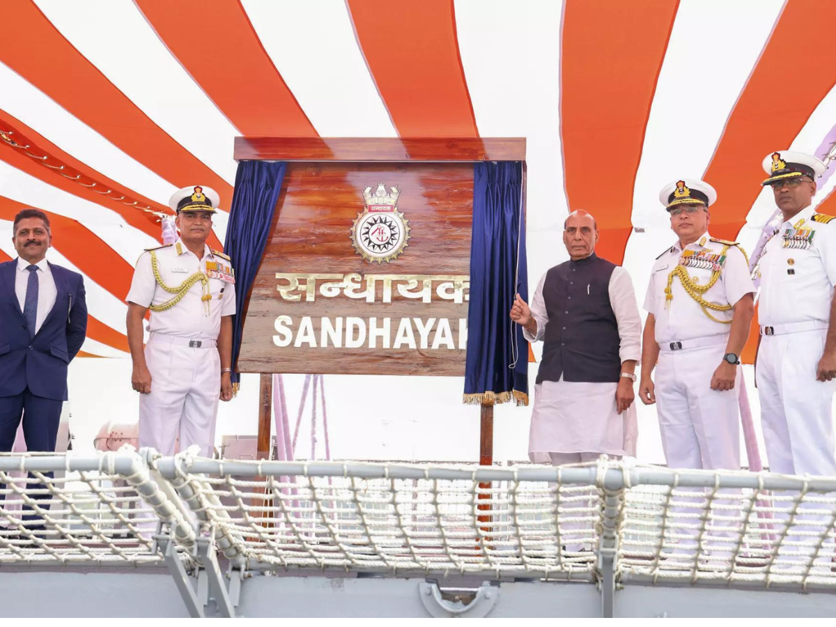 INS Sandhayak: Defence minister Rajnath Singh commissions survey vessel ...