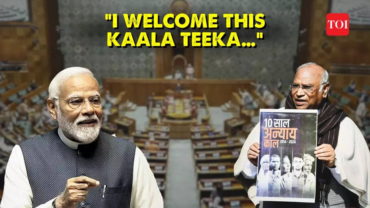 “I Welcome This Kaala Teeka…” PM Modi’s jibe at LoP Mallikarjun Kharge for brining ‘Black Paper’