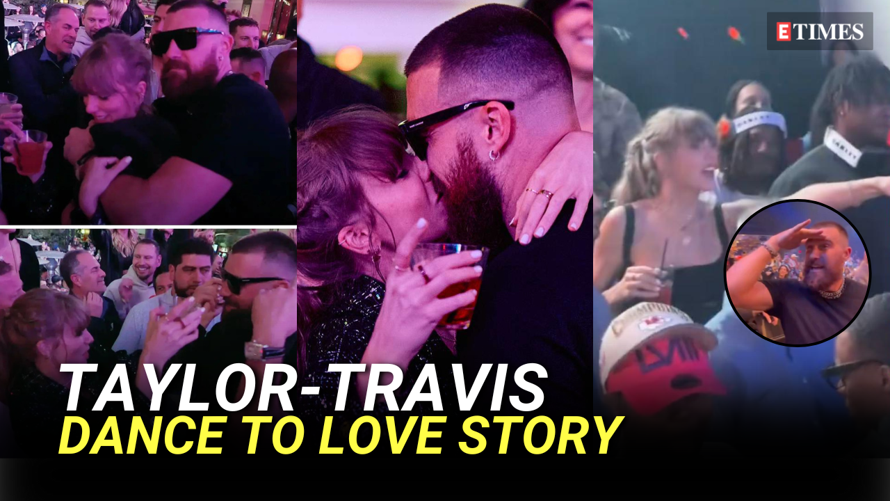 Taylor Swift and Travis Kelce dance to Love Story, seal it with a kiss | Super Bowl After Party