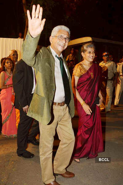 Naseeruddin Shah with wife Ratna during Boman Irani son Danesh's ...