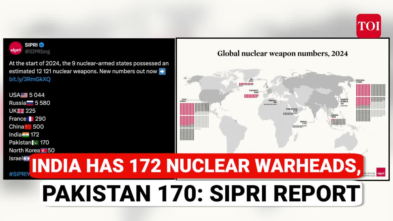 India Trumps Pak In Nuclear Weapons Race With 172 Nukes; China's ...