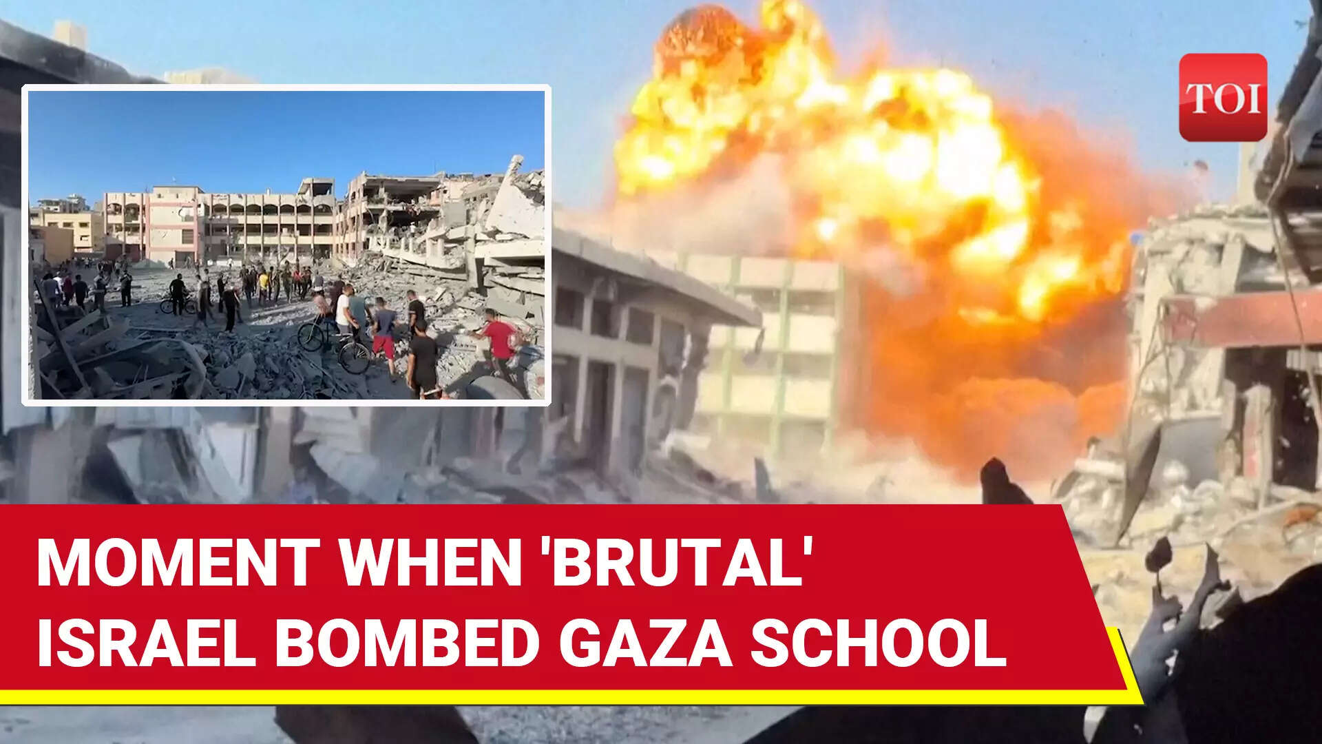 Moment When Powerful Bomb Hit Gaza School; 'Ruthless' Israeli Strike Caught On Camera