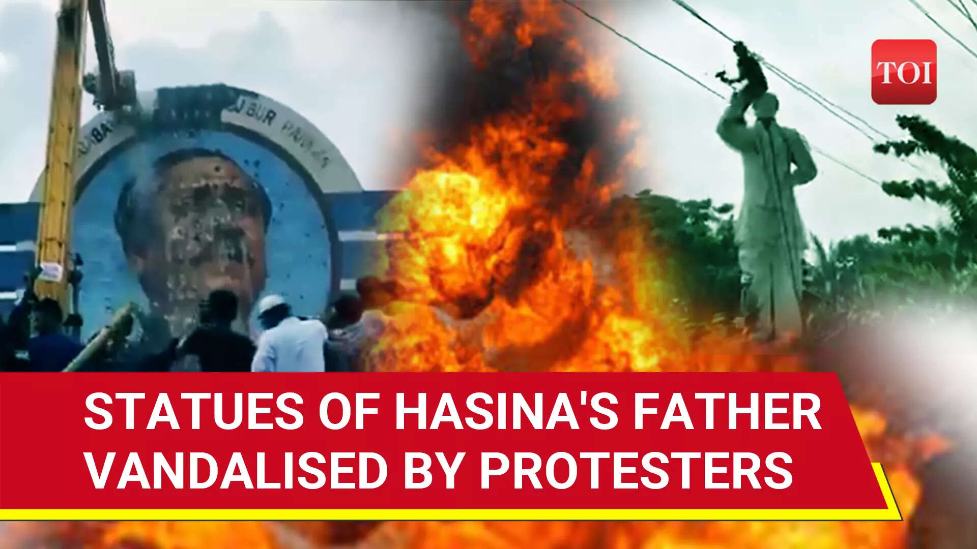 Bangladesh Protesters Demolish Statues Of Hasina's Father; Indian ...