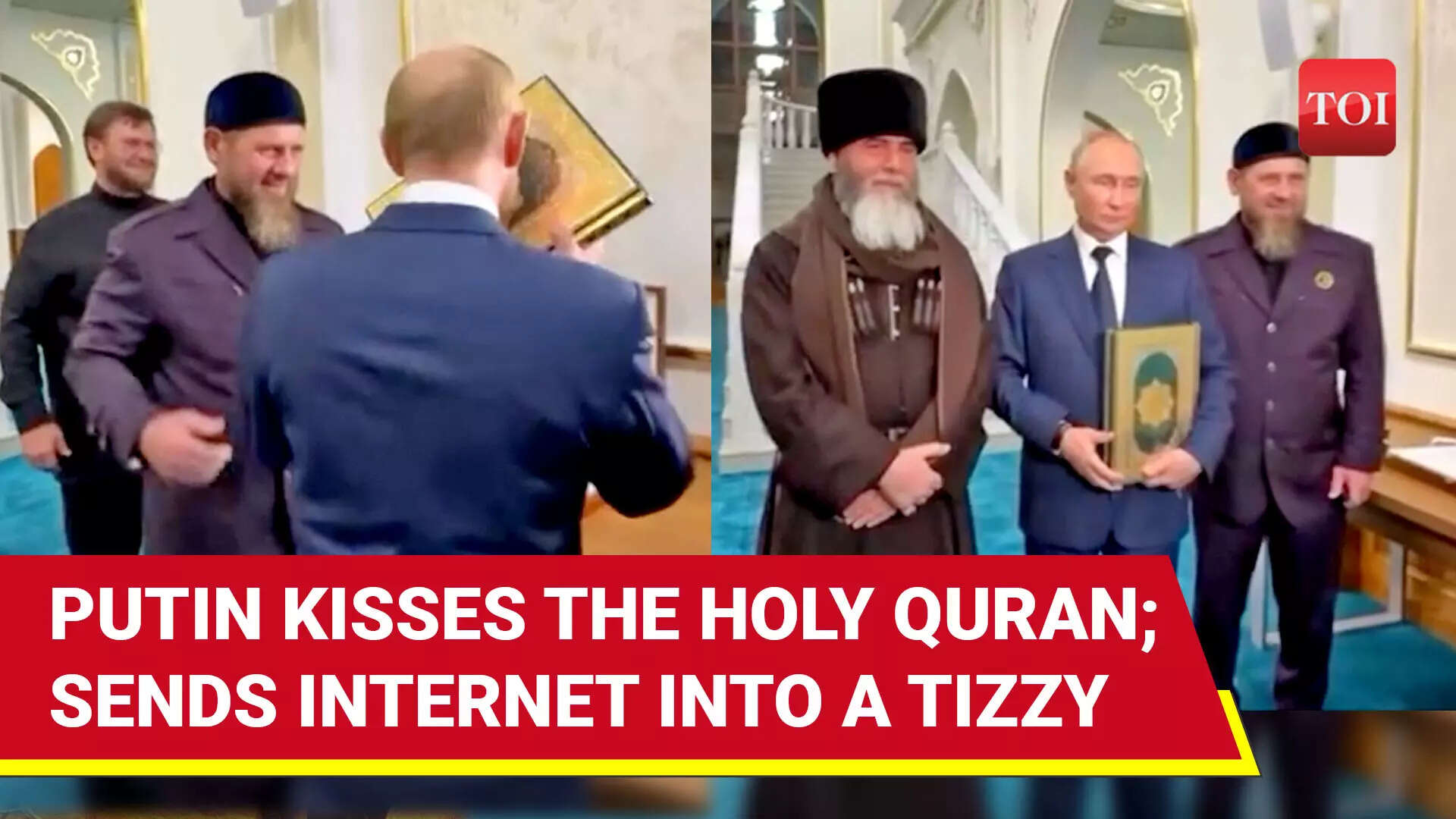 Putin Kisses Gold Encrusted Copy Of Quran At Chechen Mosque Before