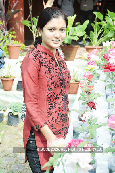 Pooja Kathote during a flower show held at Hislop College's garden area ...