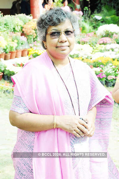 Pooja Kathote during a flower show held at Hislop College's garden area ...