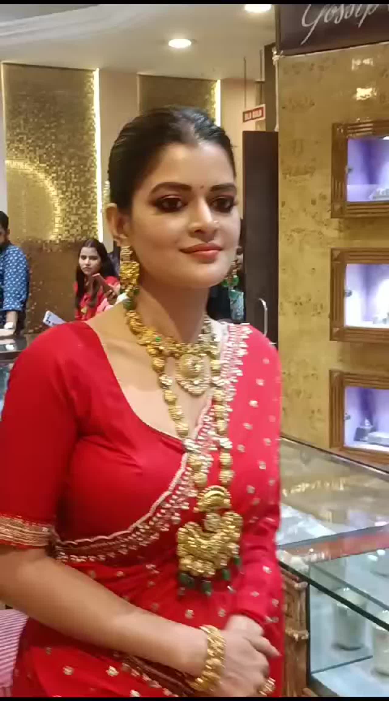 Madhumita Sarcar looks resplendent in a red sari
