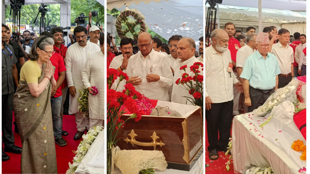 Sitaram Yechury's mortal remains in CPI office: Sonia Gandhi, Pinarayi ...