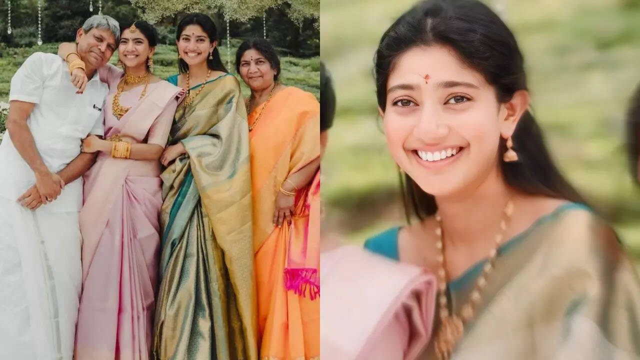Sai Pallavi stole the show in a lovely sari at her sister Pooja Kannan ...