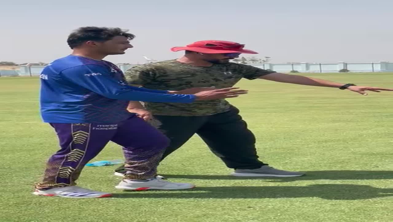 Raees Ahmadzai coaches Allah Ghazanfar during ACC Men's T20 Emerging ...