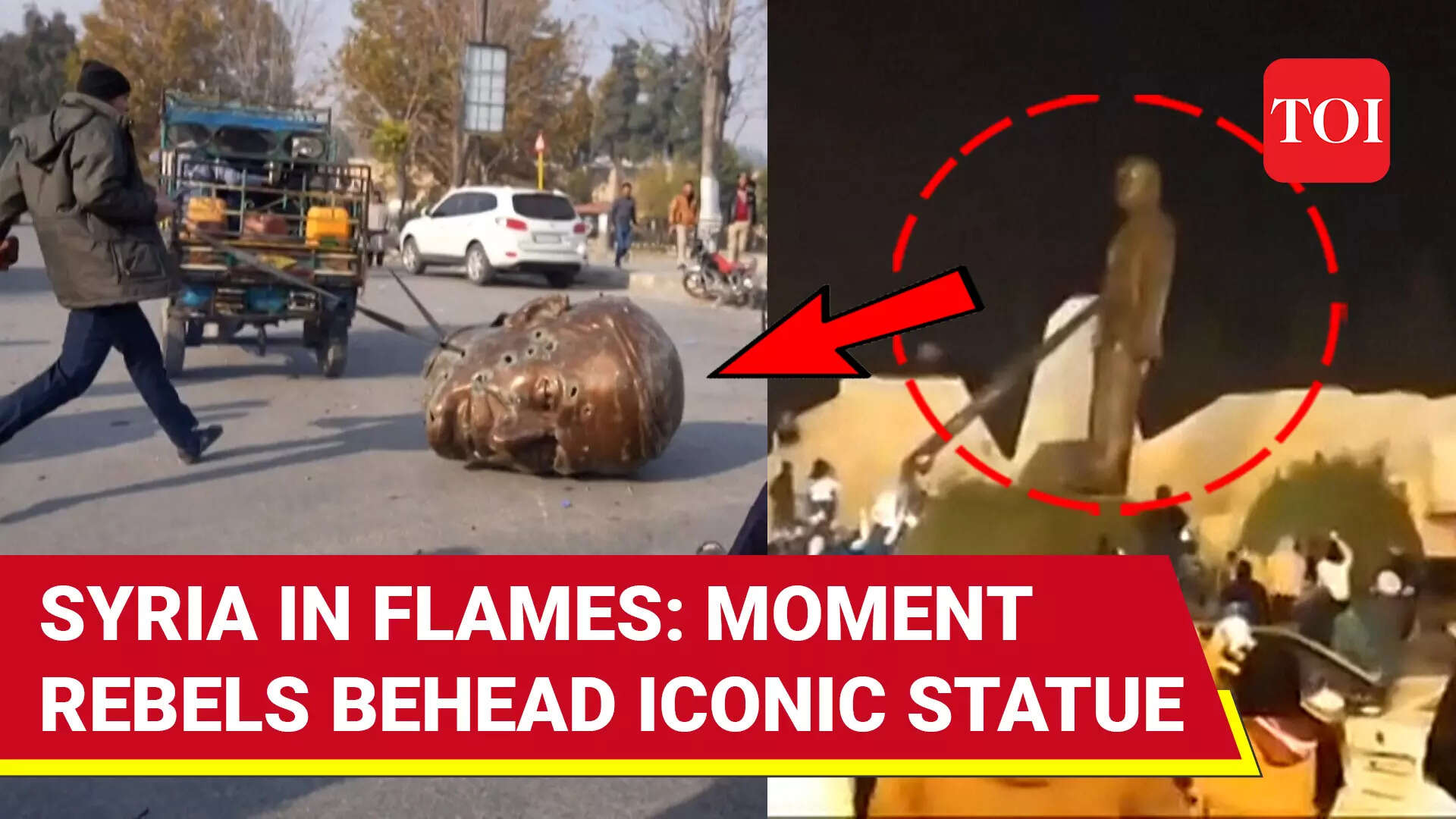 Gunfire Erupts As Rebels Celebrate Toppling Hama, Desecrate Statue Of ...