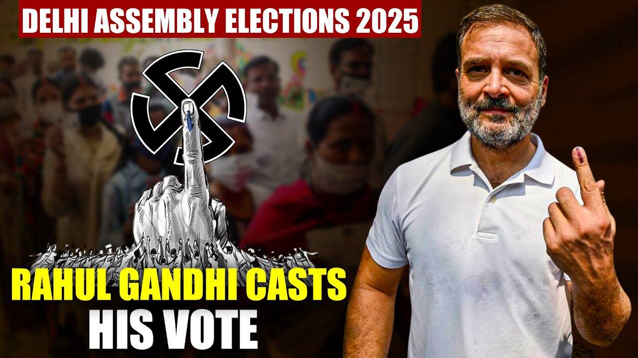 Delhi assembly elections 2025: Lok Sabha Leader of Opposition Rahul Gandhi casts his vote at ...