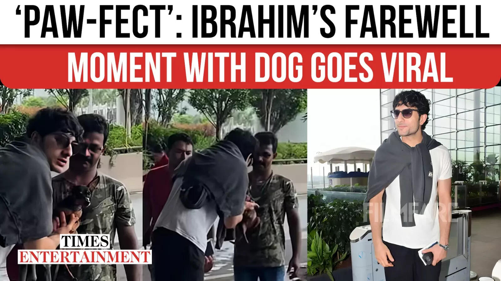 IBRAHIM ALI KHAN KISSES HIS DOG AT AIRPORT IN HEARTWARMING FAREWELL