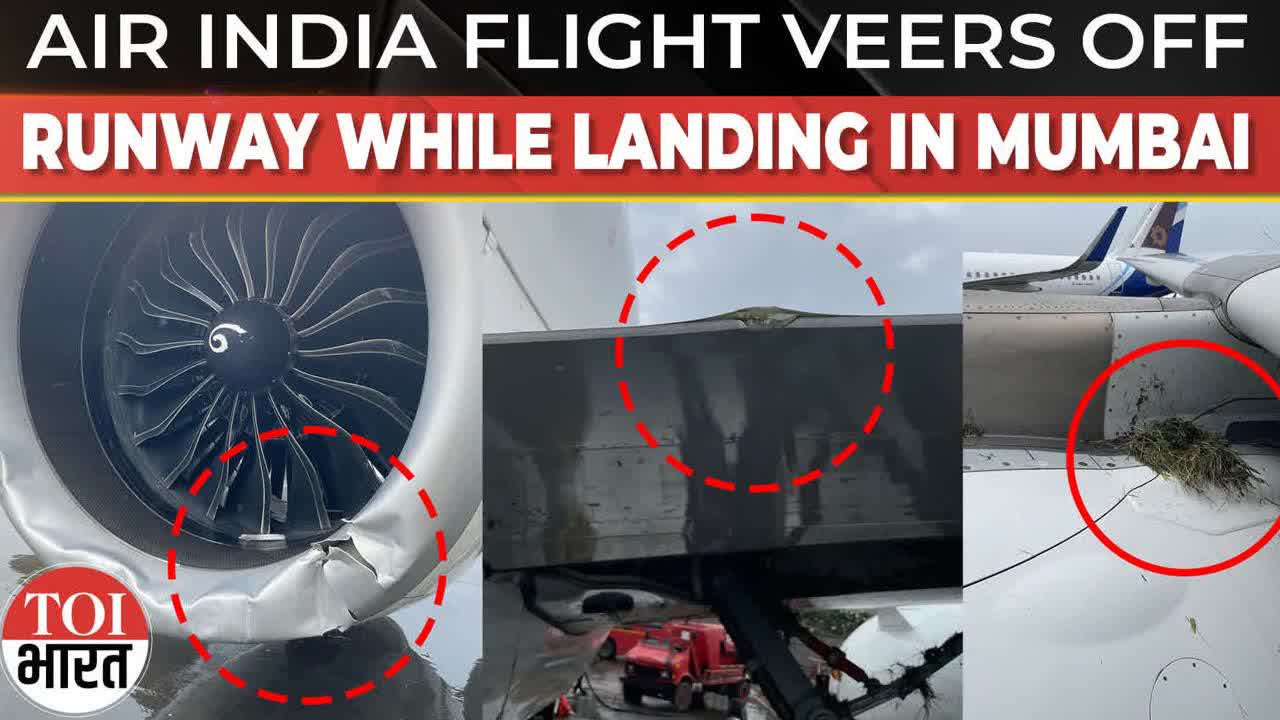 Air India Flight Skids Off Runway At Mumbai Airport Amid Heavy Rain ...
