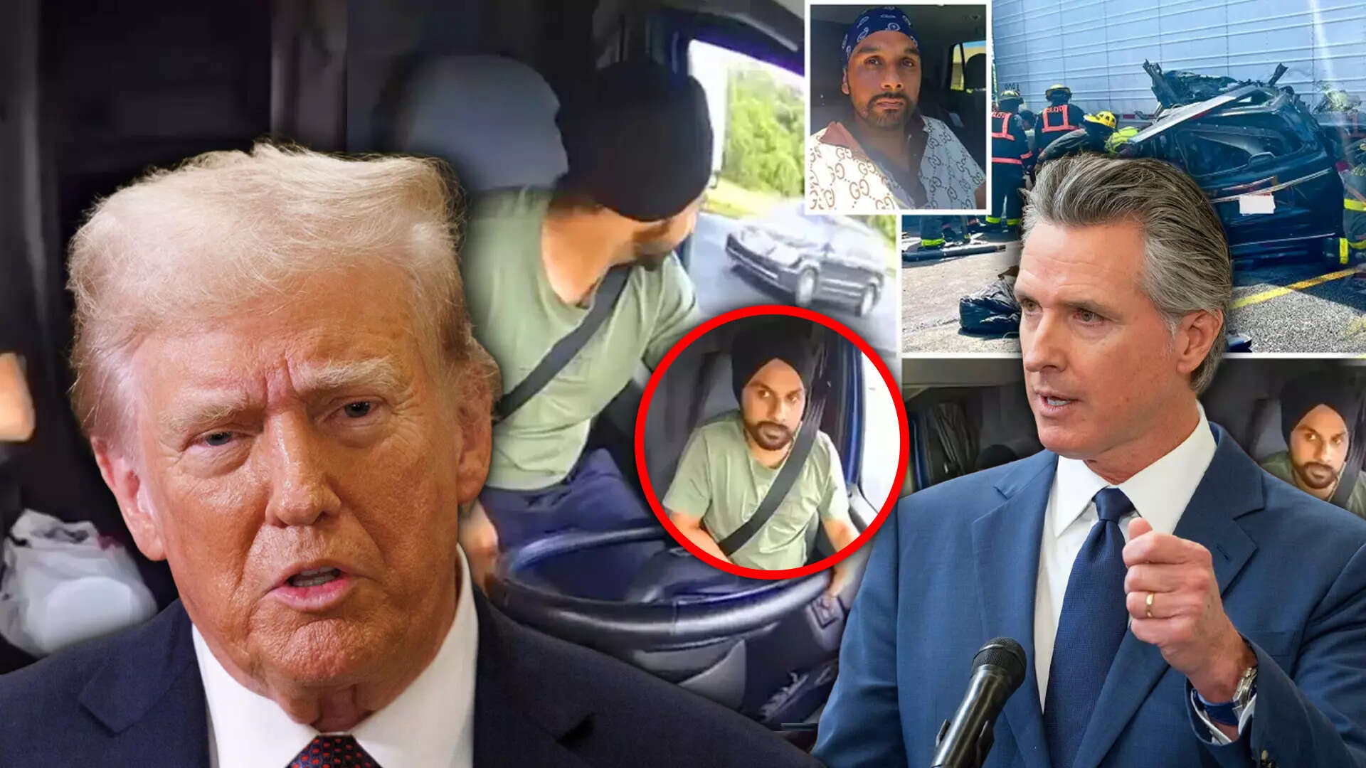 Donald Trump, California Governor Newsom Clash Over Indian Truck Driver's Fatal Florida Crash