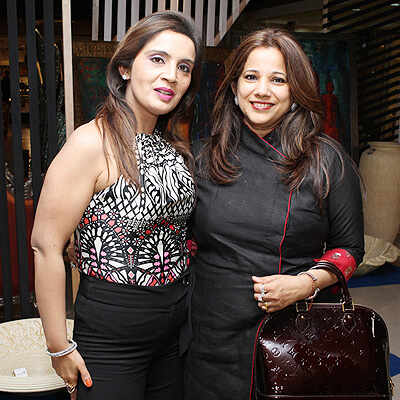 Vandana Arora with Rooma Sekhri at Anju Kumar's painting exhibition ...