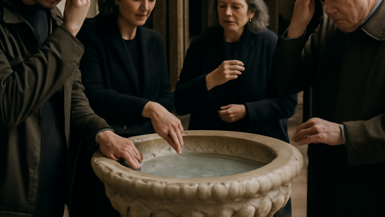 Why do Catholics use holy water at church entrances