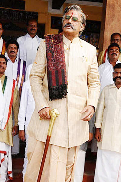 Balakrishna in a still from the Telugu movie 'Adhinayakudu'