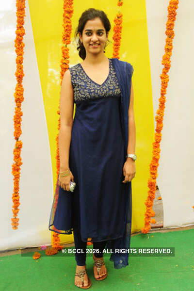 Actress Nanditha at the 'Bus Stop' movie muhurat at Ramanaidu Studios